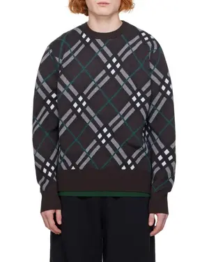 Burberry Argyle Pattern Crewneck Pullover - Black