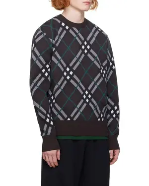 Burberry Argyle Pattern Crewneck Pullover - Black