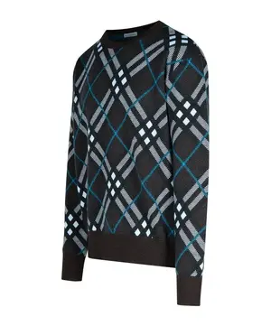 Burberry Argyle Pattern Crewneck Pullover - Black