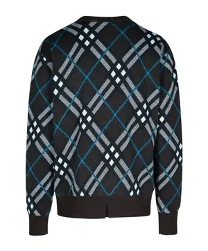 Burberry Argyle Pattern Crewneck Pullover - Black