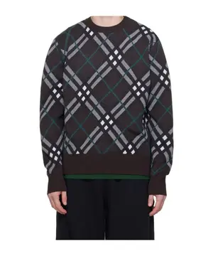 Burberry Argyle Pattern Crewneck Pullover - Black