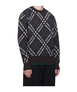 Burberry Argyle Pattern Crewneck Pullover - Black