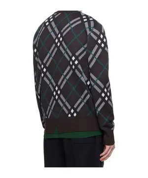 Burberry Argyle Pattern Crewneck Pullover - Black