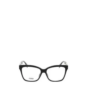 Fendi Square Frame Eyeglasses With Gold Tone O'lock Logo