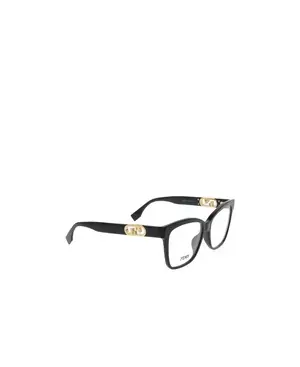 Fendi Square Frame Eyeglasses With Gold Tone O'lock Logo