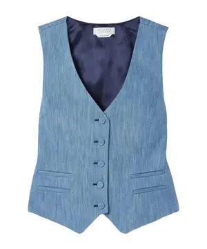 Gabriela Hearst Coleridge Cotton And Linen-blend Chambray Vest