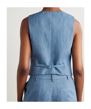 Gabriela Hearst Coleridge Cotton And Linen-blend Chambray Vest