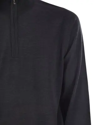John Smedley Barrow High Neck Knitwear With Quarter Zip - Black