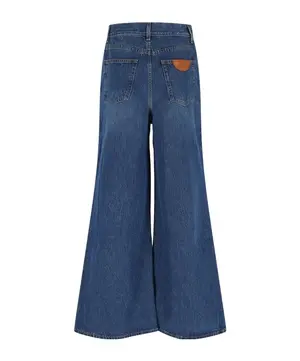 Chloé Logo Patch Wide-leg Jeans - Blue