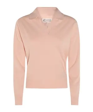 MAISON MARGIELA V-neck Knitted Jumper - Pale Pink
