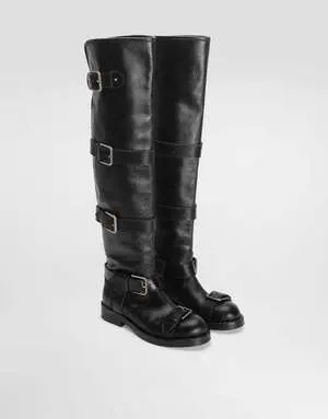 Dolce & Gabbana Buckled Leather Knee-high Boots