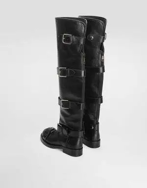 Dolce & Gabbana Buckled Leather Knee-high Boots