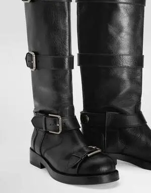 Dolce & Gabbana Buckled Leather Knee-high Boots