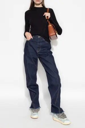 LANVIN Ribbed Crewneck Jumper With Slit Cuffs - Black