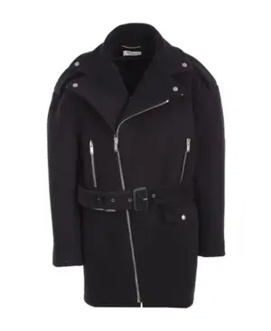 Saint Laurent Zip-up Belted Coat