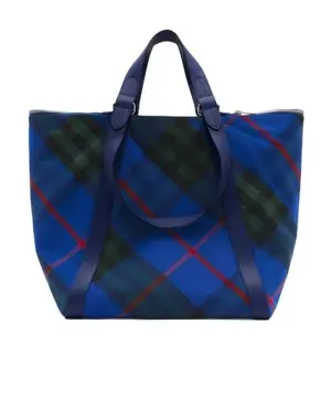 Burberry Burberry Check Printed Top Handle Bag Blue