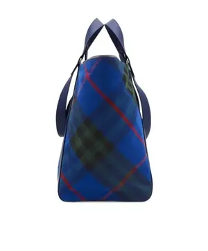 Burberry Check Printed Top Handle Bag - Blue
