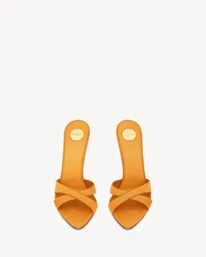 Saint Laurent Open Toe Stiletto Sandals With Criss-cross Detailing - Yellow