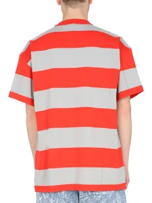 MSGM Embroidered Logo Striped T-shirt