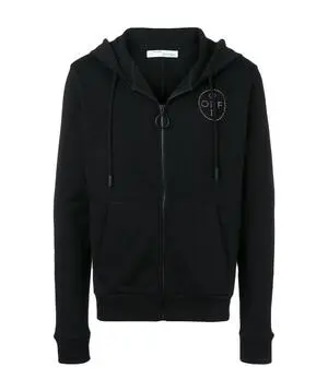 Off-White Embellished Logo Zip-up Hoodie - Black