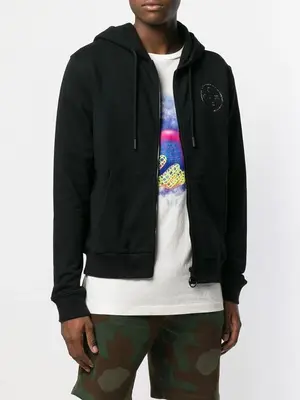 Off-White Embellished Logo Zip-up Hoodie - Black
