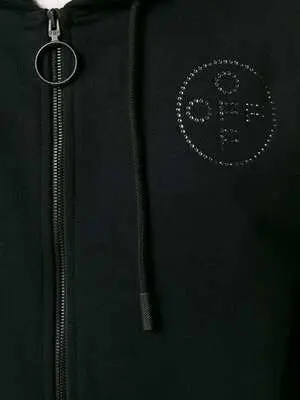 Off-White Embellished Logo Zip-up Hoodie - Black