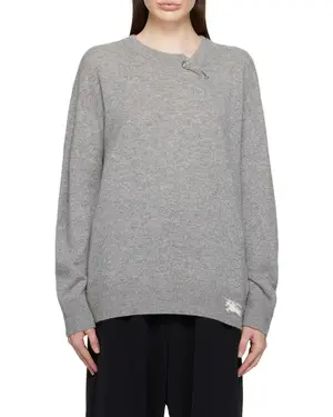 Burberry Logo Intarsia-knit Crewneck Jumper - Gray