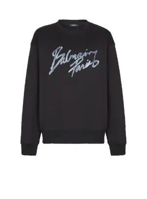 Balmain Logo Printed Crewneck Sweatshirt - Black