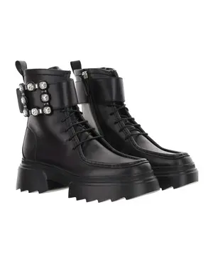 ROGER VIVIER Embellished Lace-up Combat Boots