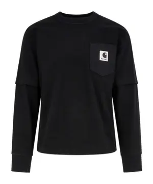Sacai X Carhartt Wip Crewneck Sweatshirt With Logo Patch - Black