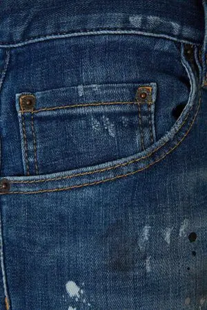 Dsquared2 Distressed Paint Splash Jeans - Blue