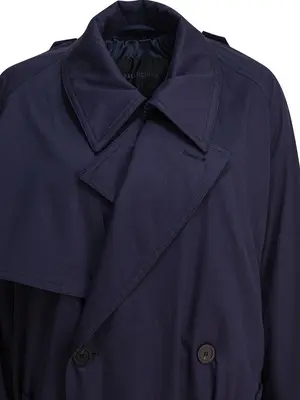 Balenciaga Draped Neck Trench Coat - Blue