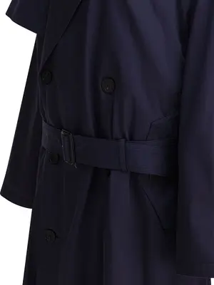 Balenciaga Draped Neck Trench Coat - Blue