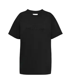 MAISON MARGIELA Logo Embroidered Crewneck T-shirt - Black