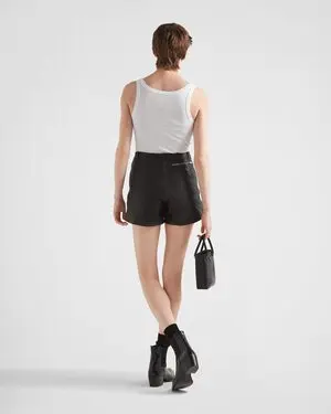 Prada Leather Shorts With Double Zip Front
