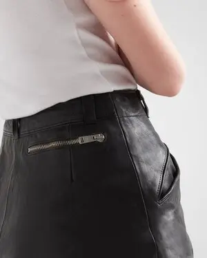 Prada Leather Shorts With Double Zip Front