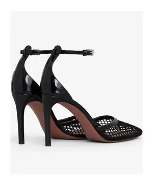 Alaïa High Fishnet Pumps With Ankle Strap - Black