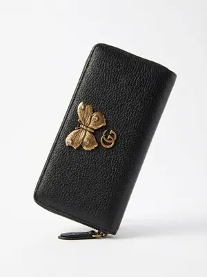 Gucci Butterfly Zipper Wallet - Black