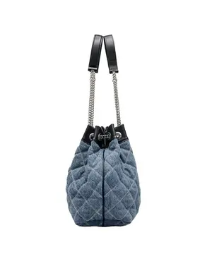 Marc Jacobs Quilted Denim Large Chain Sack Bag - Gray