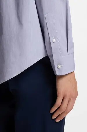 Hugo Boss Relaxed-fit Shirt In Striped Cotton Poplin