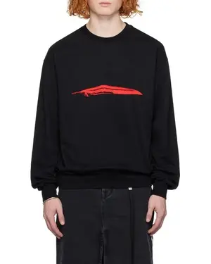 ANN DEMEULEMEESTER Logo Printed Crewneck Sweatshirt - Black