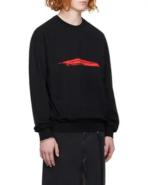 ANN DEMEULEMEESTER Logo Printed Crewneck Sweatshirt - Black