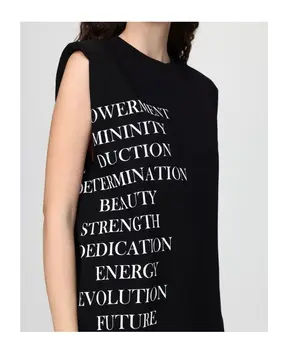 Elisabetta Franchi Sleeveless Ribbed Crew Neck Top With Slogan Print
