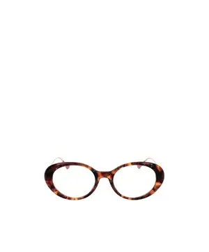 Moncler Oval Frame Eyeglasses - Brown
