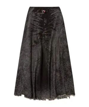 DIESEL® A-line Maxi Skirt With Frayed Hem And Oval D Logo