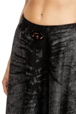 DIESEL® A-line Maxi Skirt With Frayed Hem And Oval D Logo