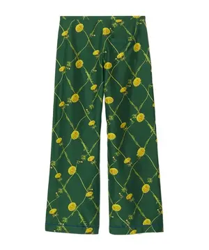 Burberry Floral Printed Wide-leg Trousers - Green
