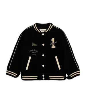 Bonpoint Varsity Bomber Jacket With Embroidered Details - Black