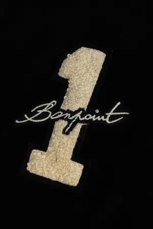 Bonpoint Varsity Bomber Jacket With Embroidered Details - Black