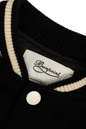 Bonpoint Varsity Bomber Jacket With Embroidered Details - Black